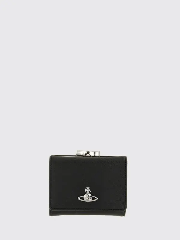 VIVIENNE WESTWOOD Tri-fold Wallet In Saffiano Leather With Orb Logo