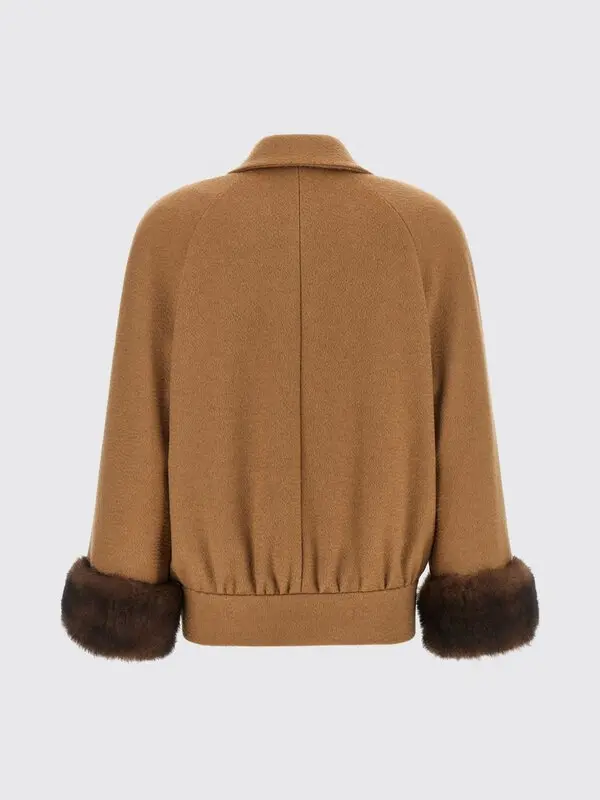 Valentino Garavani Short Lamb Fur Caban Coat With Zip Closure - Brown