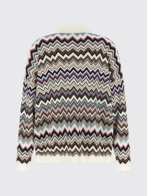Missoni Long-sleeved Knitted Polo Shirt With Zig Zag Pattern