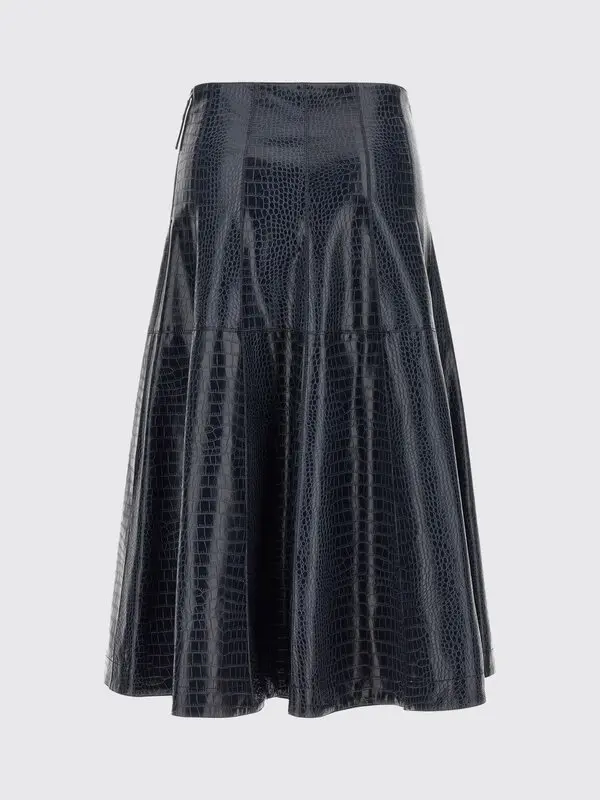 Pinko High-waisted Python Print Flared Midi Skirt In Faux Leather