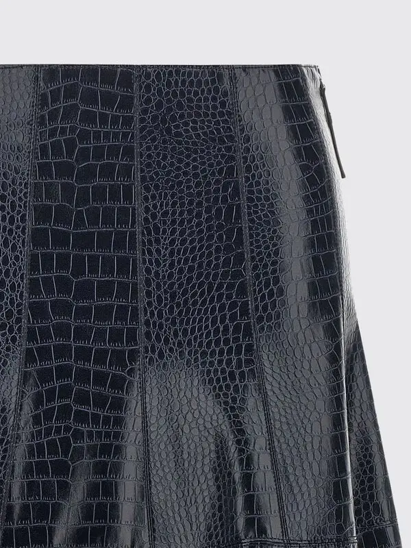 Pinko High-waisted Python Print Flared Midi Skirt In Faux Leather