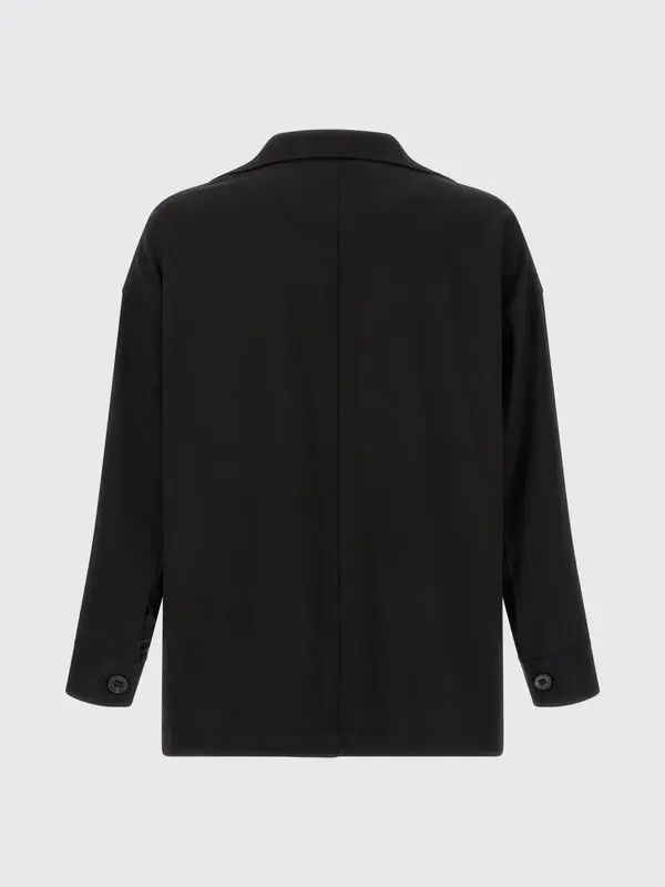 Y3 Relaxed Fit Wool Twill Shirt Jacket With Cuban Collar