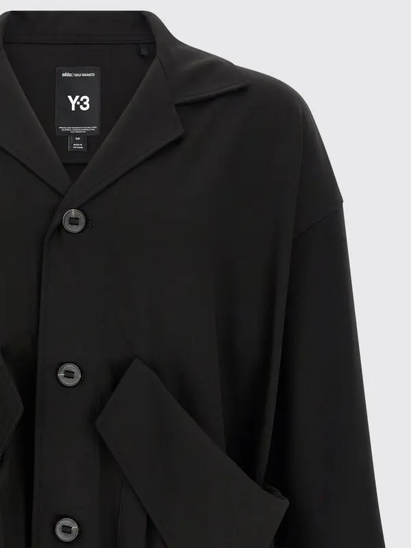 Y3 Relaxed Fit Wool Twill Shirt Jacket With Cuban Collar