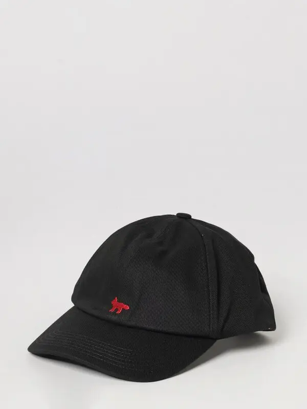 Maison Kitsuné Cotton Twill Baseball Cap With Embroidered Logo - Black