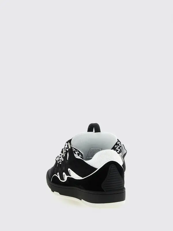 LANVIN Curb Suede And Mesh Low-top Trainers In A Bicolour Design - White 1