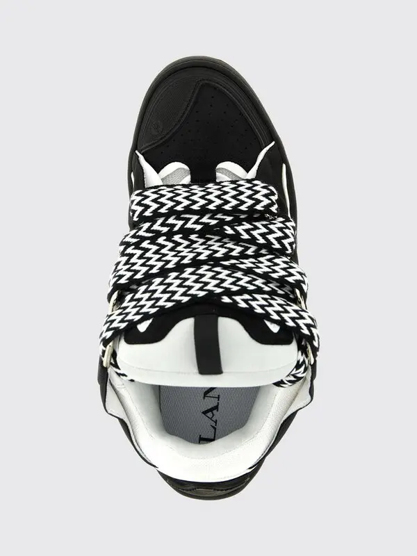 LANVIN Curb Suede And Mesh Low-top Trainers In A Bicolour Design - White 1