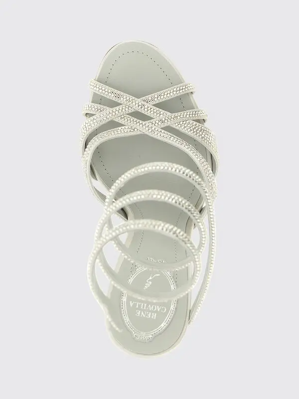 Rene Caovilla High-heeled Satin Sandals With Rhinestone-covered Snake Strap