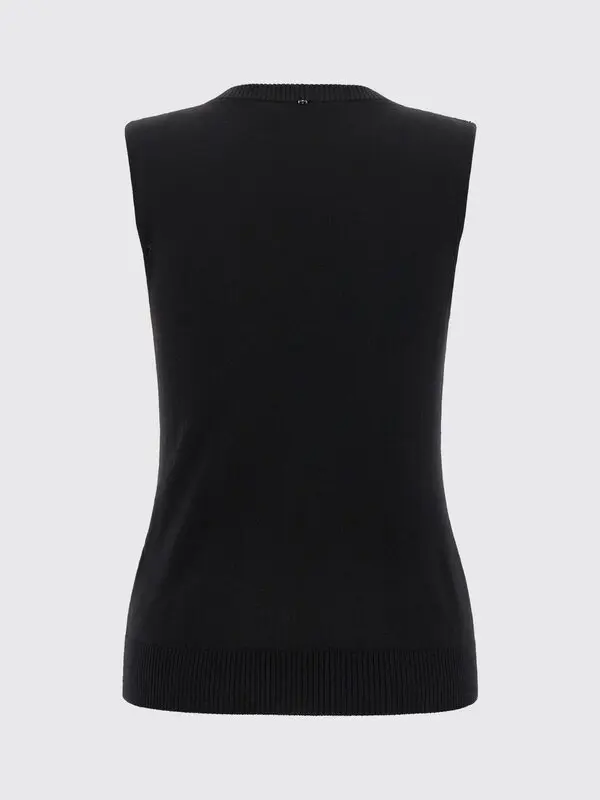 Sportmax Sleeveless Virgin Wool Evening Top With Jewelled Fringes