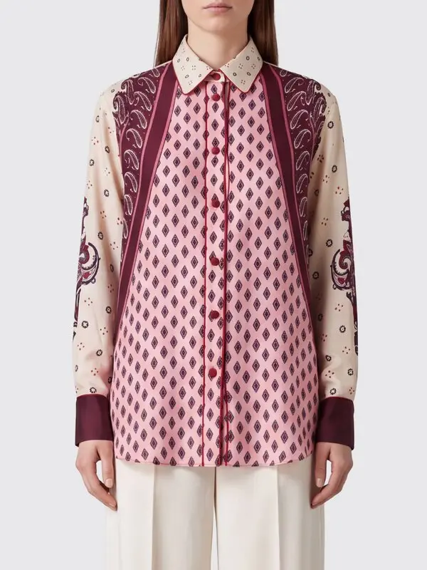 F.R.S FOR RESTLESS SLEEPERS Ethnic Print Silk Blend Shirt With Ruffles