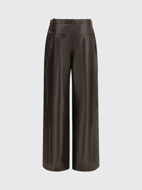 ARMA Smooth Lambskin Leather Mid-rise Wide-leg Trousers - Coffee
