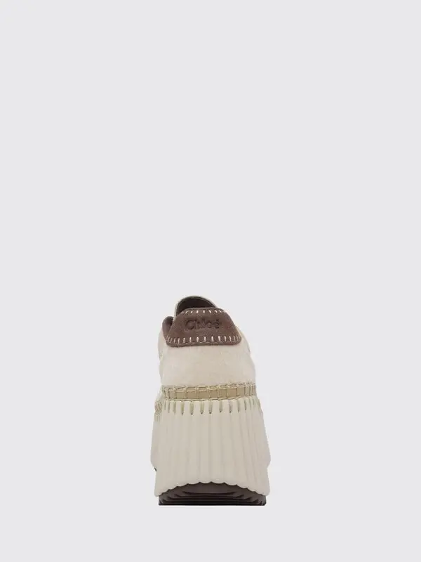 Chloé Nama Bicolour Calf Leather Platform Trainers With Stitching