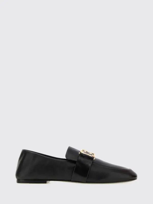 LANVIN Smooth Leather Loafers With Metal Logo On The Penny Bar