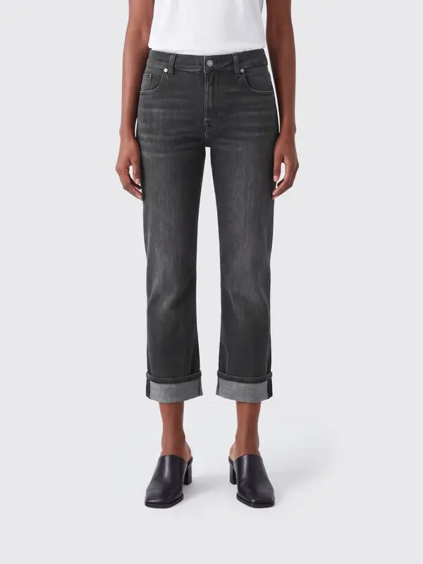 7 For All Mankind Stretch-denim Cuffed Cropped Slim Fit Jeans