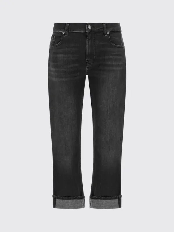 7 For All Mankind Stretch-denim Cuffed Cropped Slim Fit Jeans