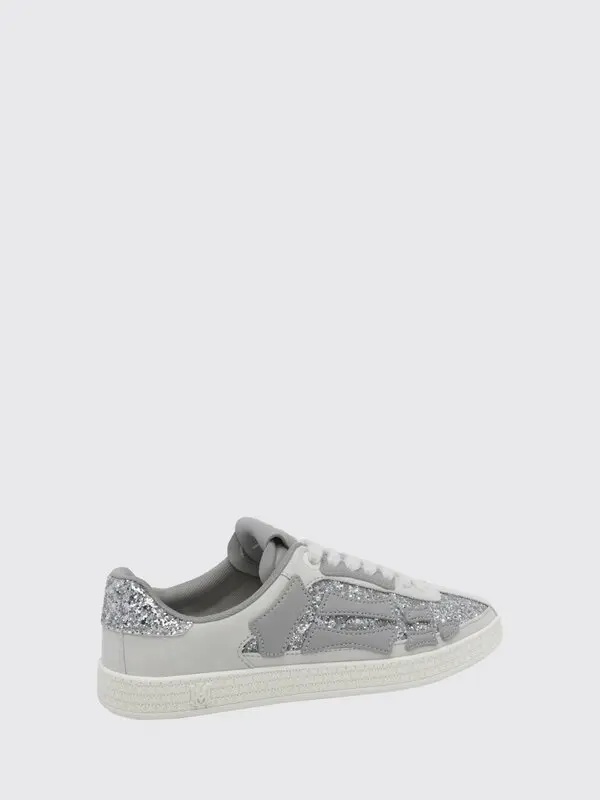 Amiri Low-top Sneakers In Calfskin And Glitter Mesh With Embroidery