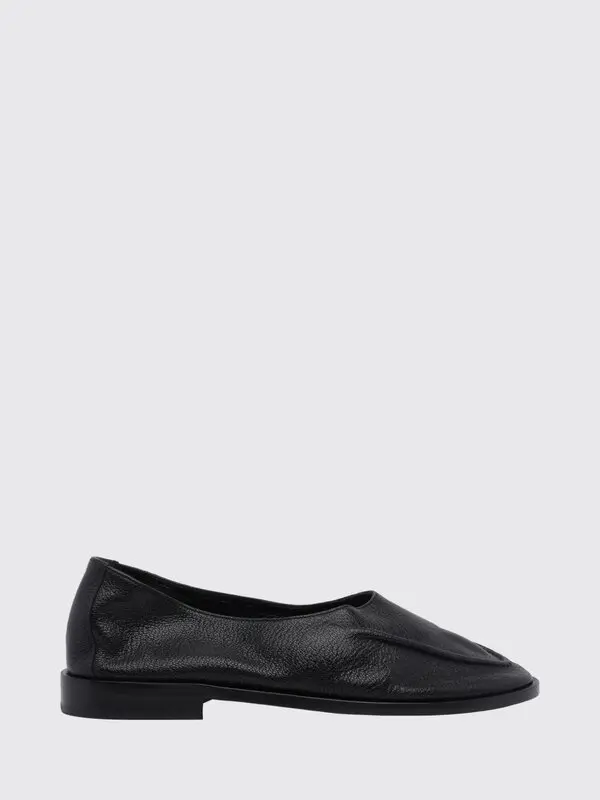 Hereu Juliol Grained Leather Ballet Flats With Round Toe And Raised Apron