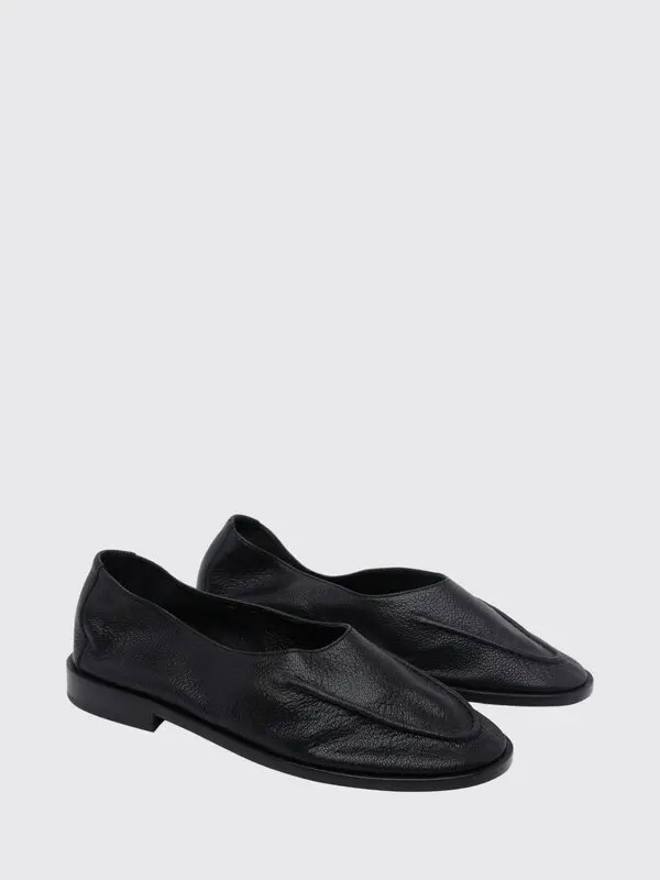 Hereu Juliol Grained Leather Ballet Flats With Round Toe And Raised Apron