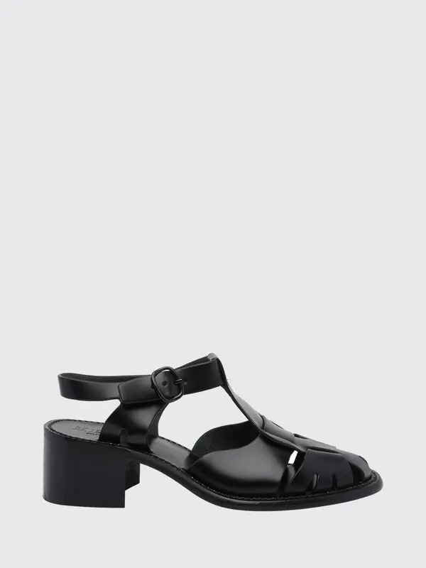 Hereu Pesca Perforated Calfskin Sandals With Medium Heel And Ankle Strap