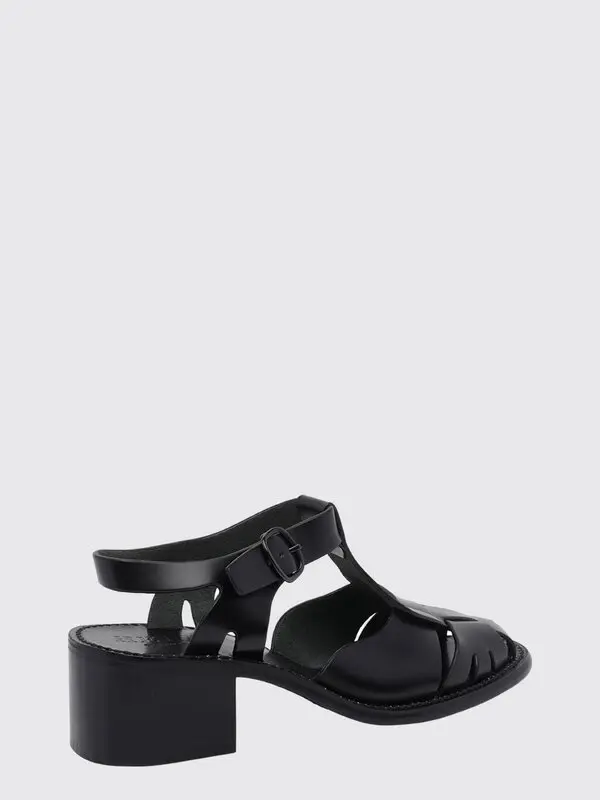 Hereu Pesca Perforated Calfskin Sandals With Medium Heel And Ankle Strap