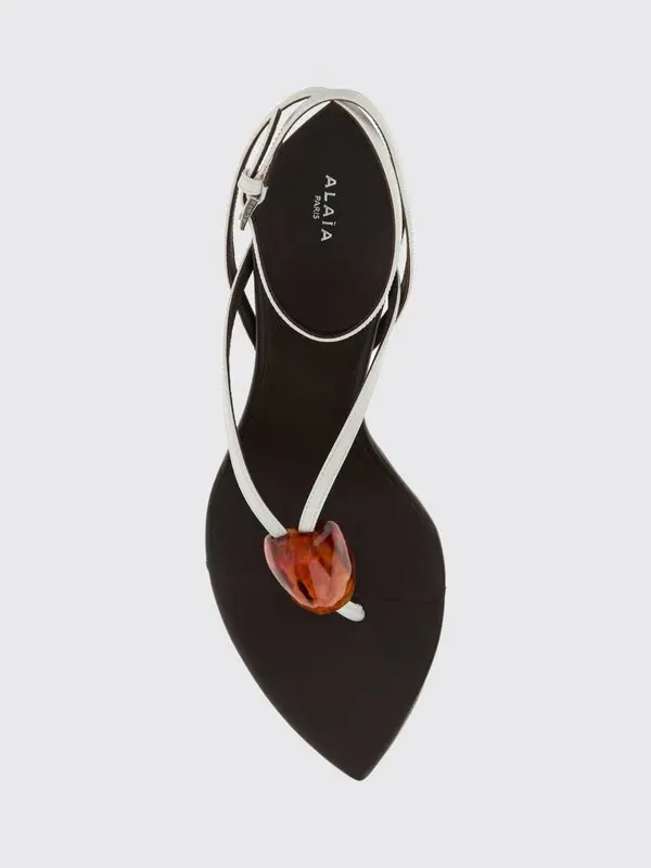 Alaïa Leather Thong Wedge Sandals With Sculptural Heel And Embroidery
