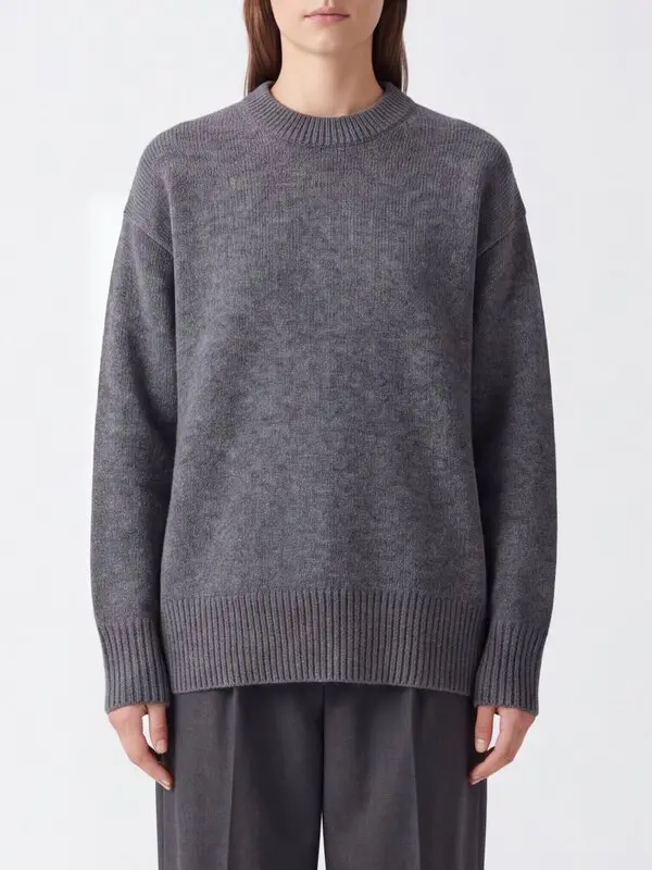 BY MALENE BIRGER Relaxed Fit Wool Crewneck Jumper With Dropped Shoulders - Grey