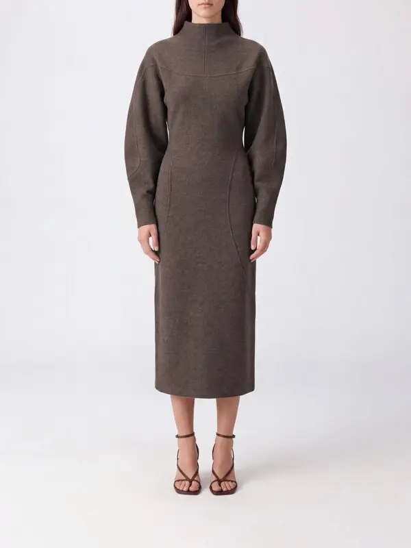 Max Mara Wool And Cashmere Blend Midi Pencil Dress With Balloon Sleeves