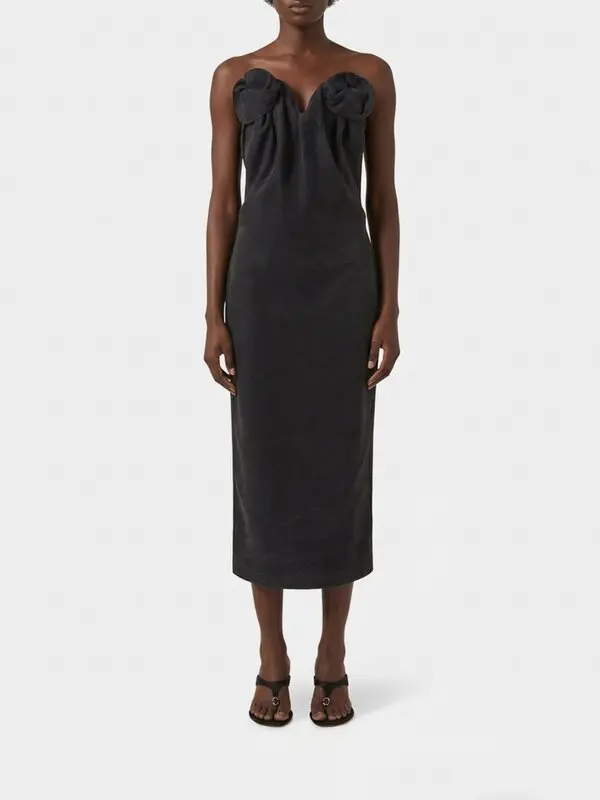 Magda Butrym Draped Silk Long Evening Gown With Sweetheart Neckline