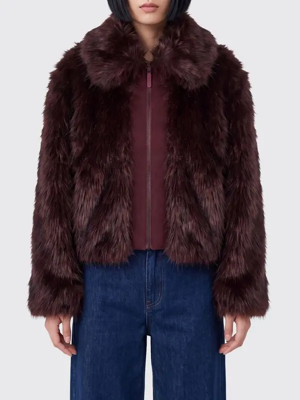 Mackage Nanny Short Faux Fur Jacket With Classic Collar - Black