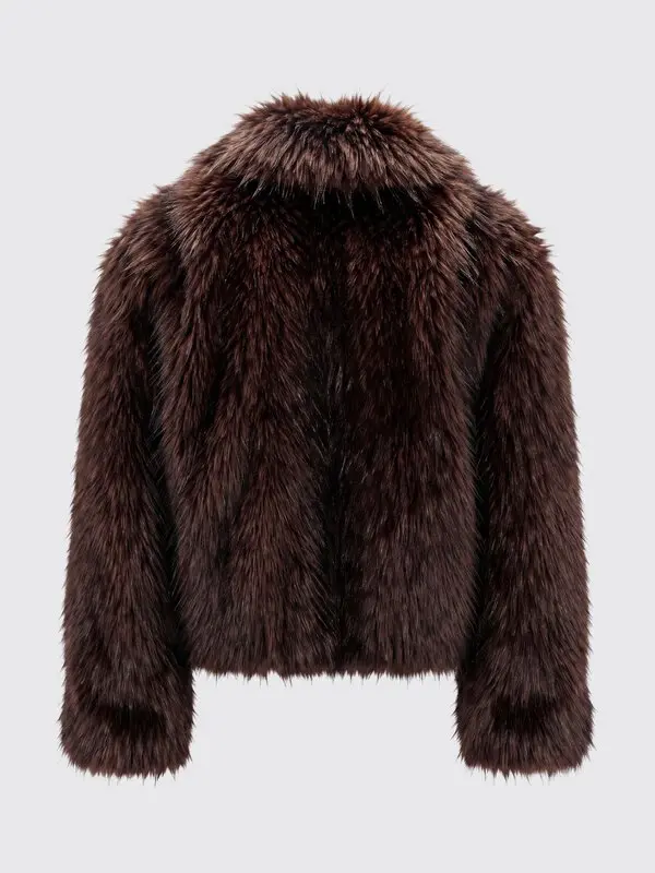 Mackage Nanny Short Faux Fur Jacket With Classic Collar - Black