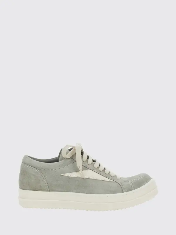 Rick Owens Vintage-style Striped Linen And Suede Low-top Sneakers - Grey