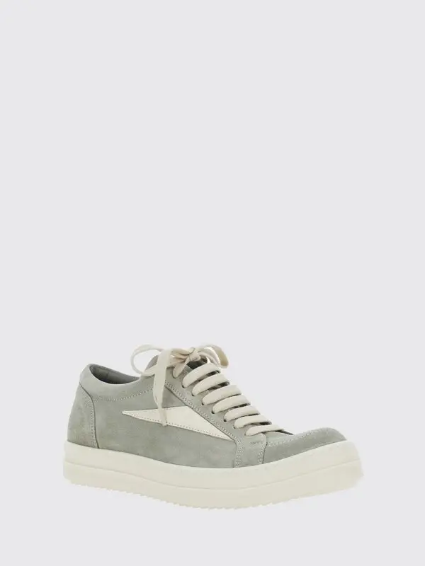 Rick Owens Vintage-style Striped Linen And Suede Low-top Sneakers - Grey