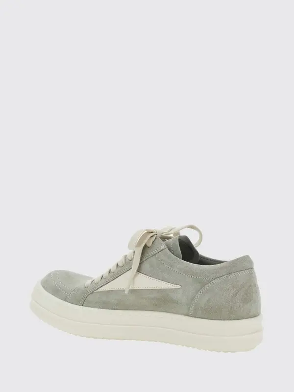 Rick Owens Vintage-style Striped Linen And Suede Low-top Sneakers - Grey