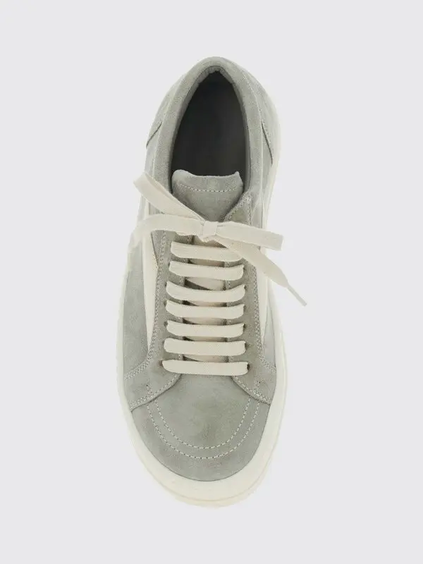 Rick Owens Vintage-style Striped Linen And Suede Low-top Sneakers - Grey