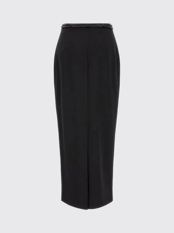 Agnona High-waisted Wool Midi Pencil Skirt With Adjustable Belt