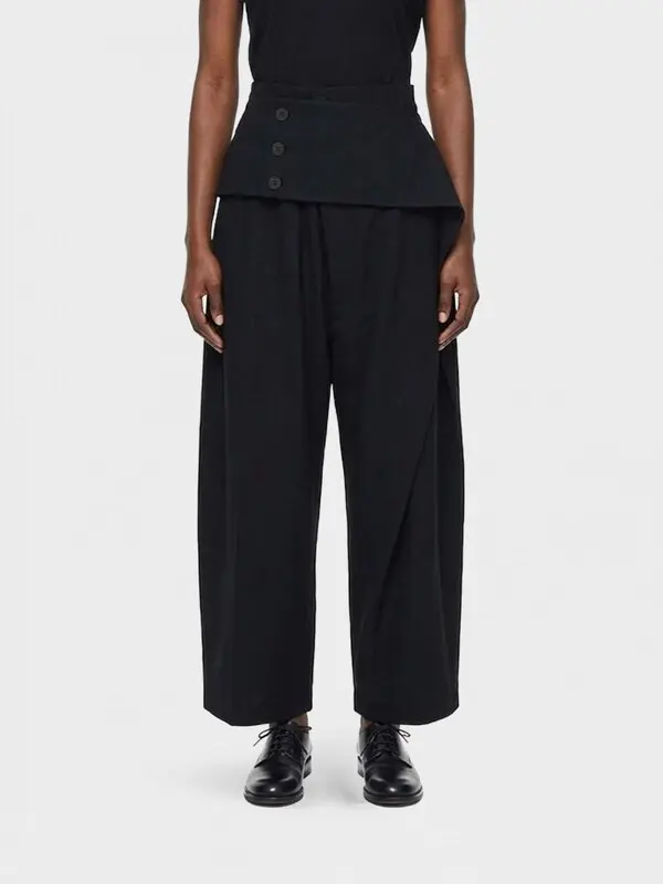 Issey Miyake High-waisted Cotton-blend Wide-leg Trousers With Belt Loops
