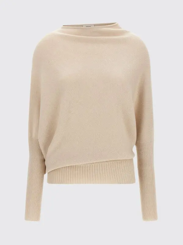 Agnona Long-sleeved Crewneck Jumper In Pure Cashmere With Ribbed Trims