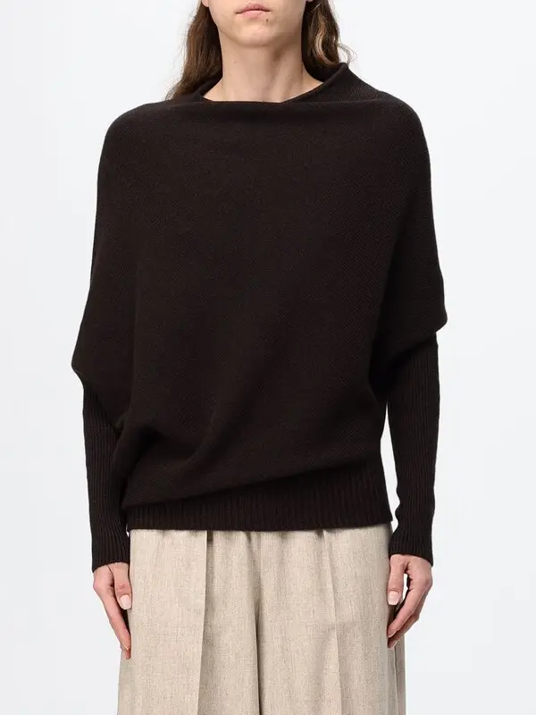 Agnona Long-sleeved Crewneck Jumper In Pure Cashmere With Ribbed Trims