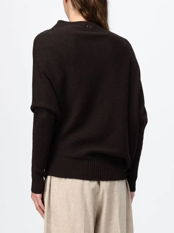 Agnona Long-sleeved Crewneck Jumper In Pure Cashmere With Ribbed Trims