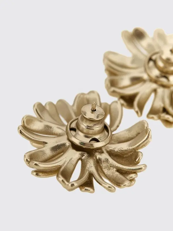 Dries Van Noten Floral-shaped Earrings In Chrome-plated Brass