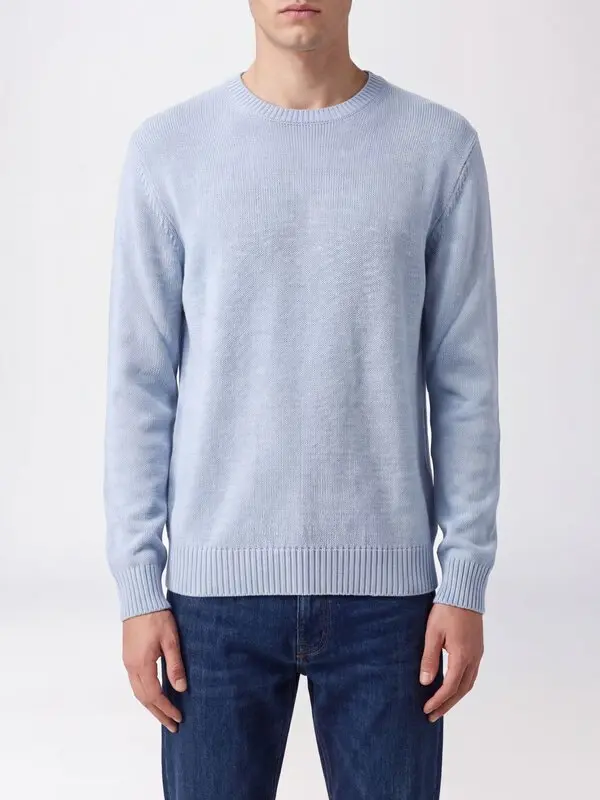 BALLANTYNE Crew-neck Merino Wool Jumper With Ribbed Trims - Gnawed Blue