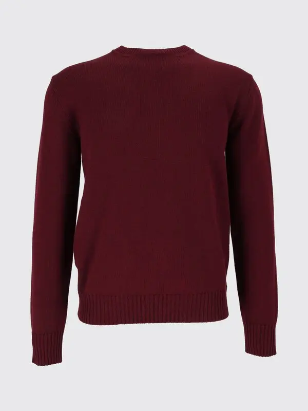 BALLANTYNE Crew-neck Merino Wool Jumper With Ribbed Trims - Red