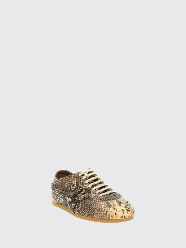 Dries Van Noten Python-print Calfskin Leather Low-top Sneakers - Beige