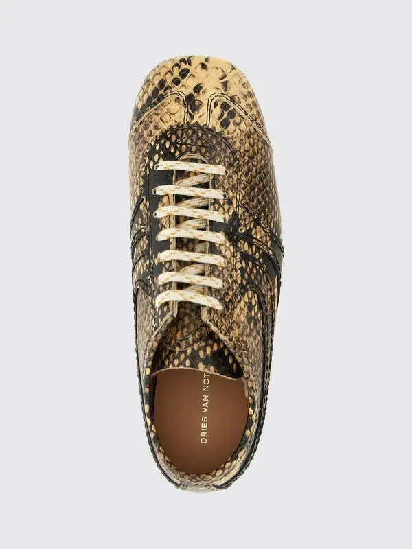 Dries Van Noten Python-print Calfskin Leather Low-top Sneakers - Beige