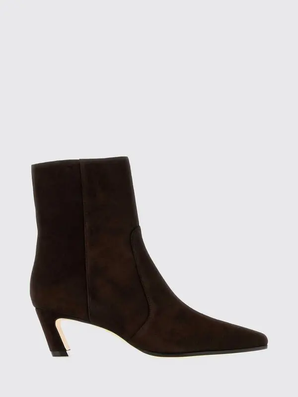 STUART WEITZMAN Suede Ankle Boots With Flared Mid-heel - Coffee