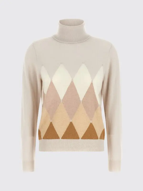 BALLANTYNE Argyle Pattern 100% Cashmere Turtleneck Jumper