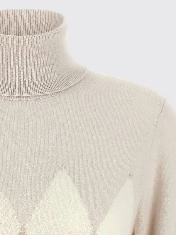 BALLANTYNE Argyle Pattern 100% Cashmere Turtleneck Jumper