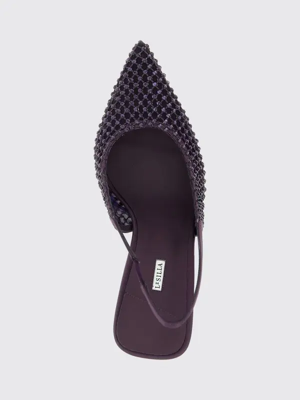 LE SILLA Gilda Crystal-embroidered Satin And Mesh Slingback Pumps