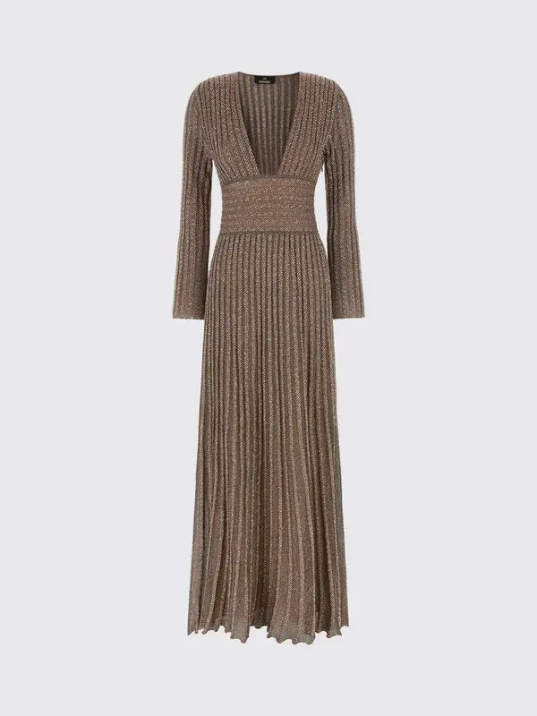 Missoni Long-sleeved V-neck Lurex Knit Long Dress