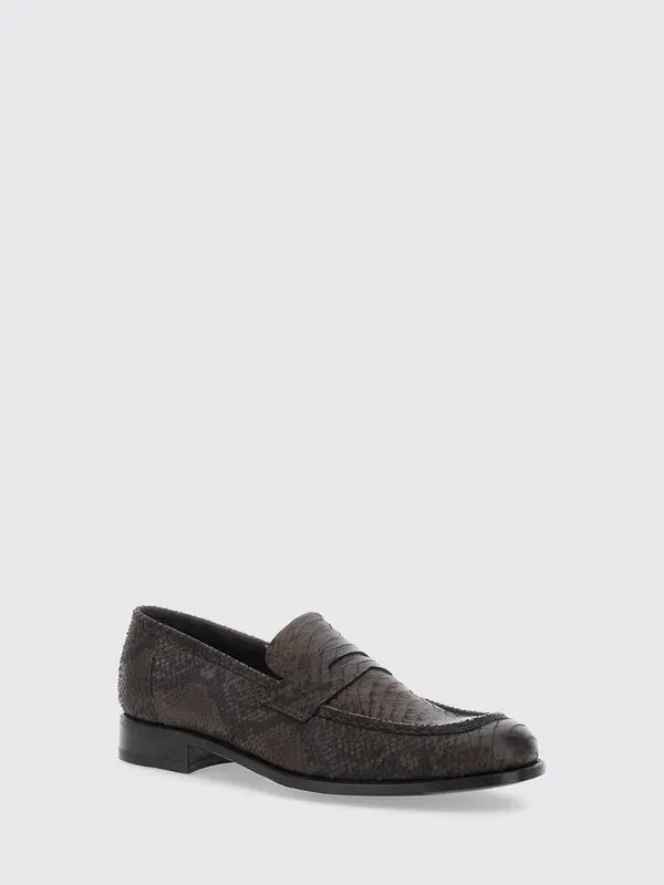 LIDFORT Python-print Cowhide Leather Penny Loafers