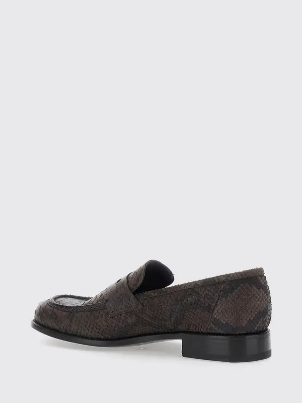 LIDFORT Python-print Cowhide Leather Penny Loafers